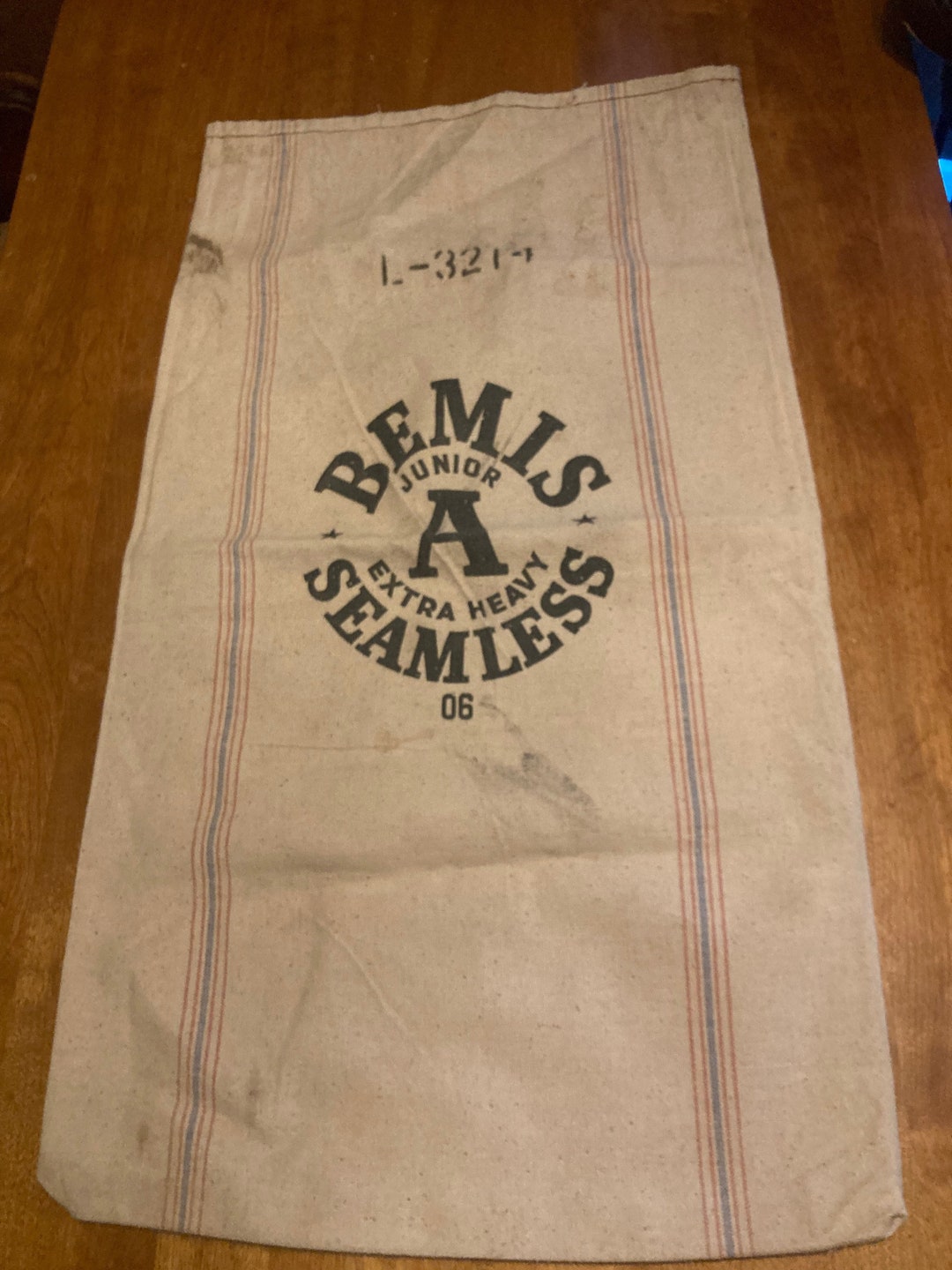 Vintage Heavy Cotton Sack / Seed Sack Bemis Seamless A Extra Heavy ...