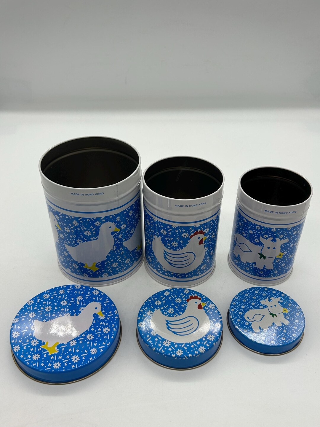 Set of 3 Nesting Tin Cans Farm Animals - Etsy