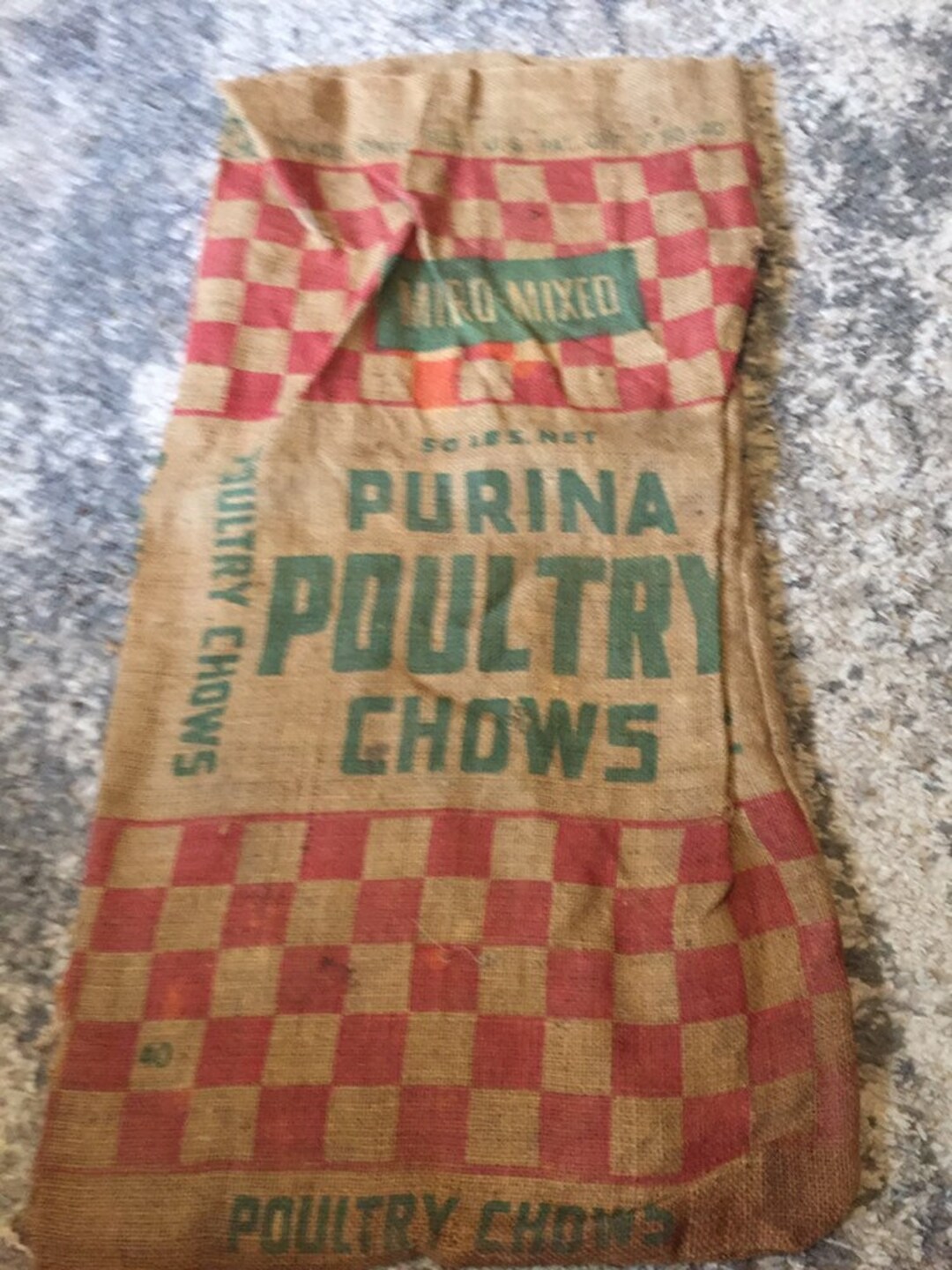 Purina Poultry Chows Burlap Feed Sack - Etsy