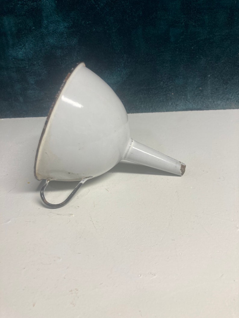 White Enamel Funnel - Etsy