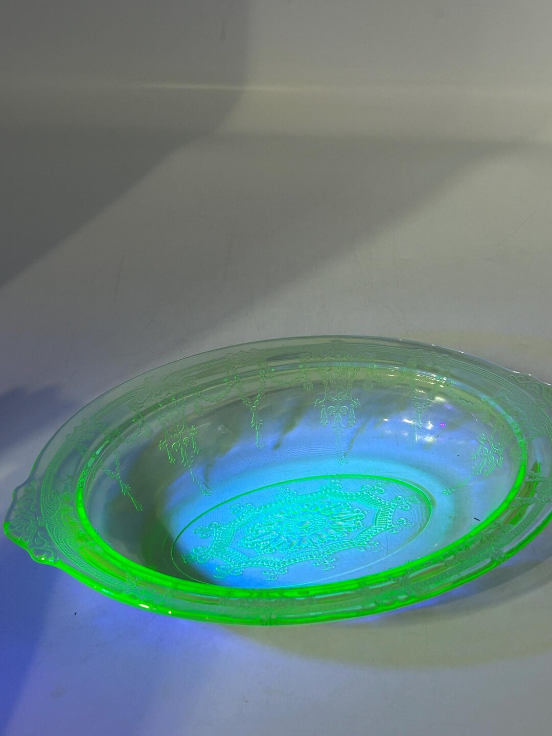 Floral Uranium Glass Candy Serving Dish - Etsy