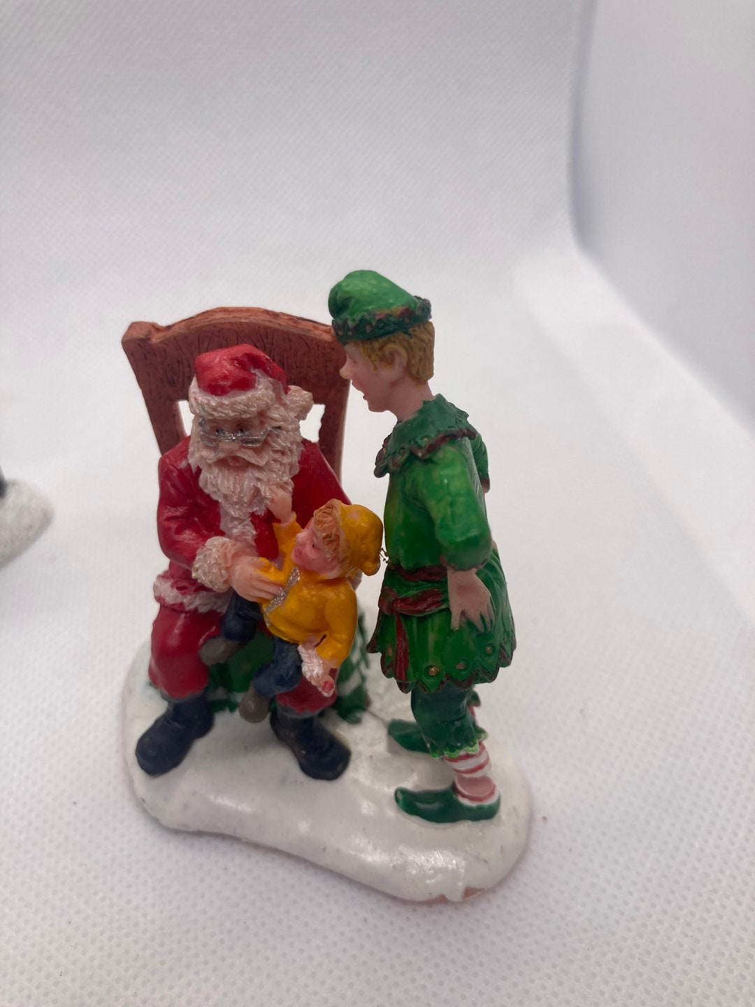 Christmas Village Figures Lemax Santa Claus , Man Carrying Wood and Dad ...