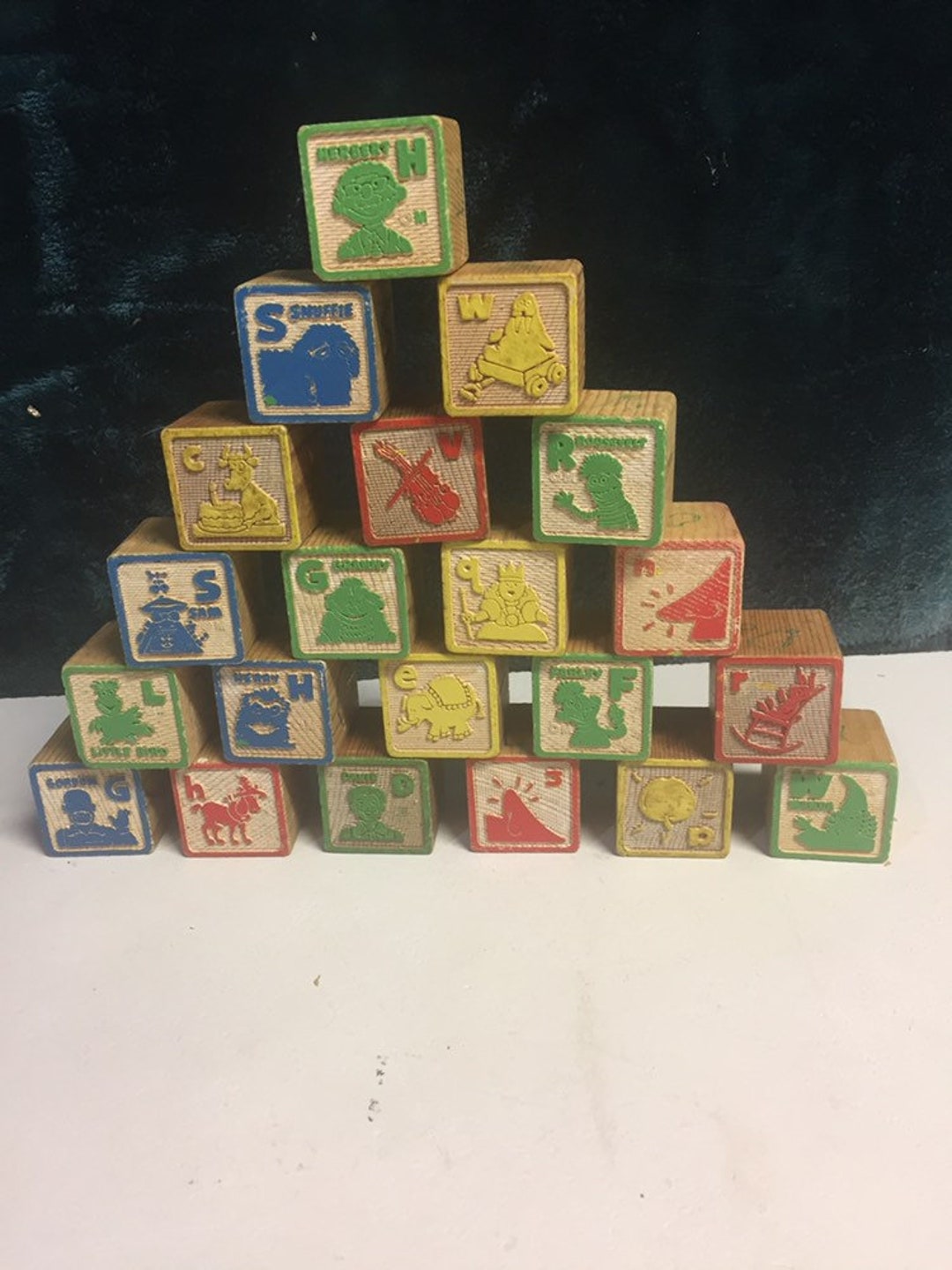 Sesame Wood Alphabet and Character Blocks - Etsy