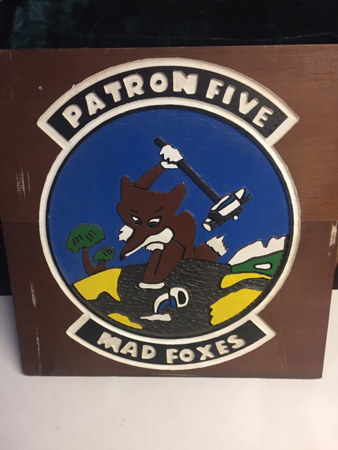 Patron Five Mad Foxes Carved Wood Emblem Wall Hanging - Etsy