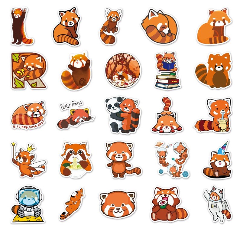 Pack of 50 Red Panda Stickers - Etsy