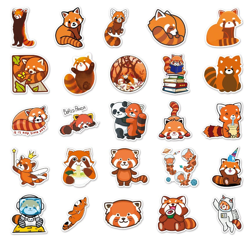 Pack of 50 Red Panda Stickers - Etsy