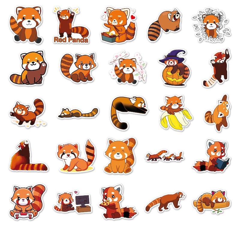 Pack of 50 Red Panda Stickers - Etsy