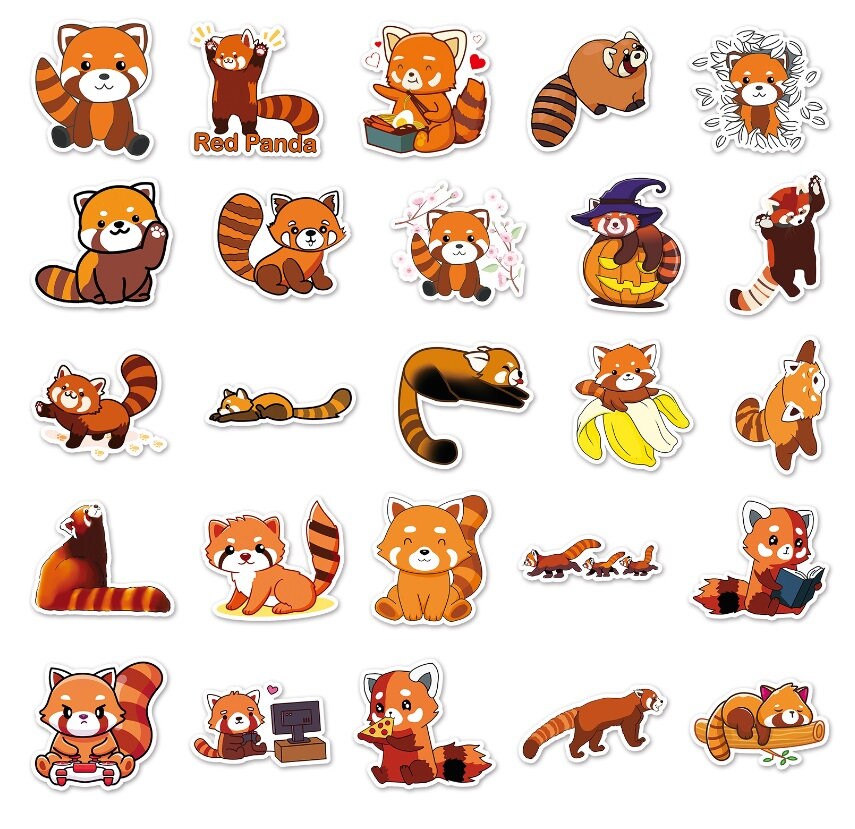 Pack of 50 Red Panda Stickers - Etsy