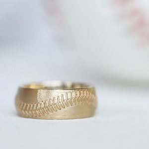 Men's Baseball Stitching Band in 10k or 14k Yellow Gold - Etsy