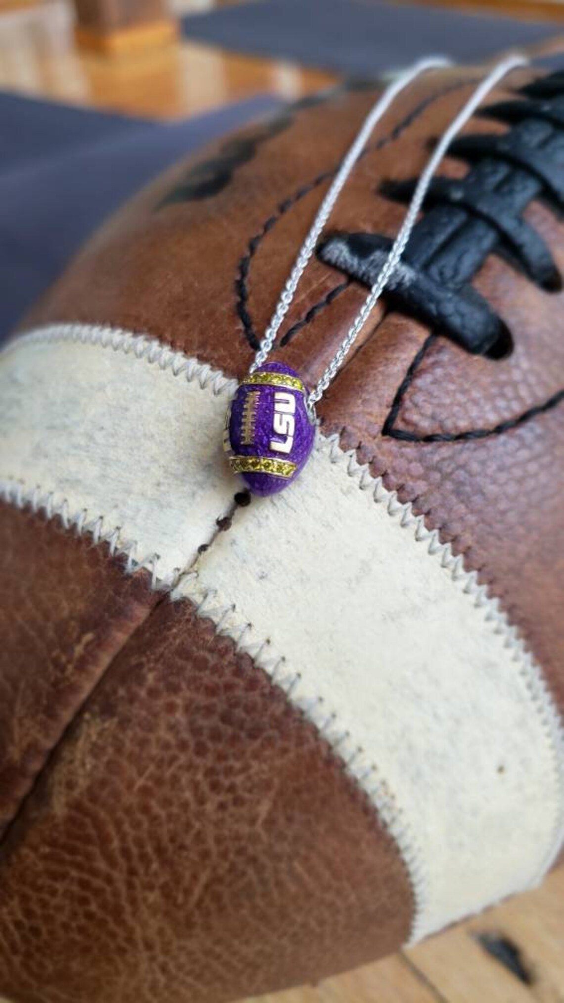 LSU Tigers Football Pendant With 18k Gold Inlay & Yellow | Etsy