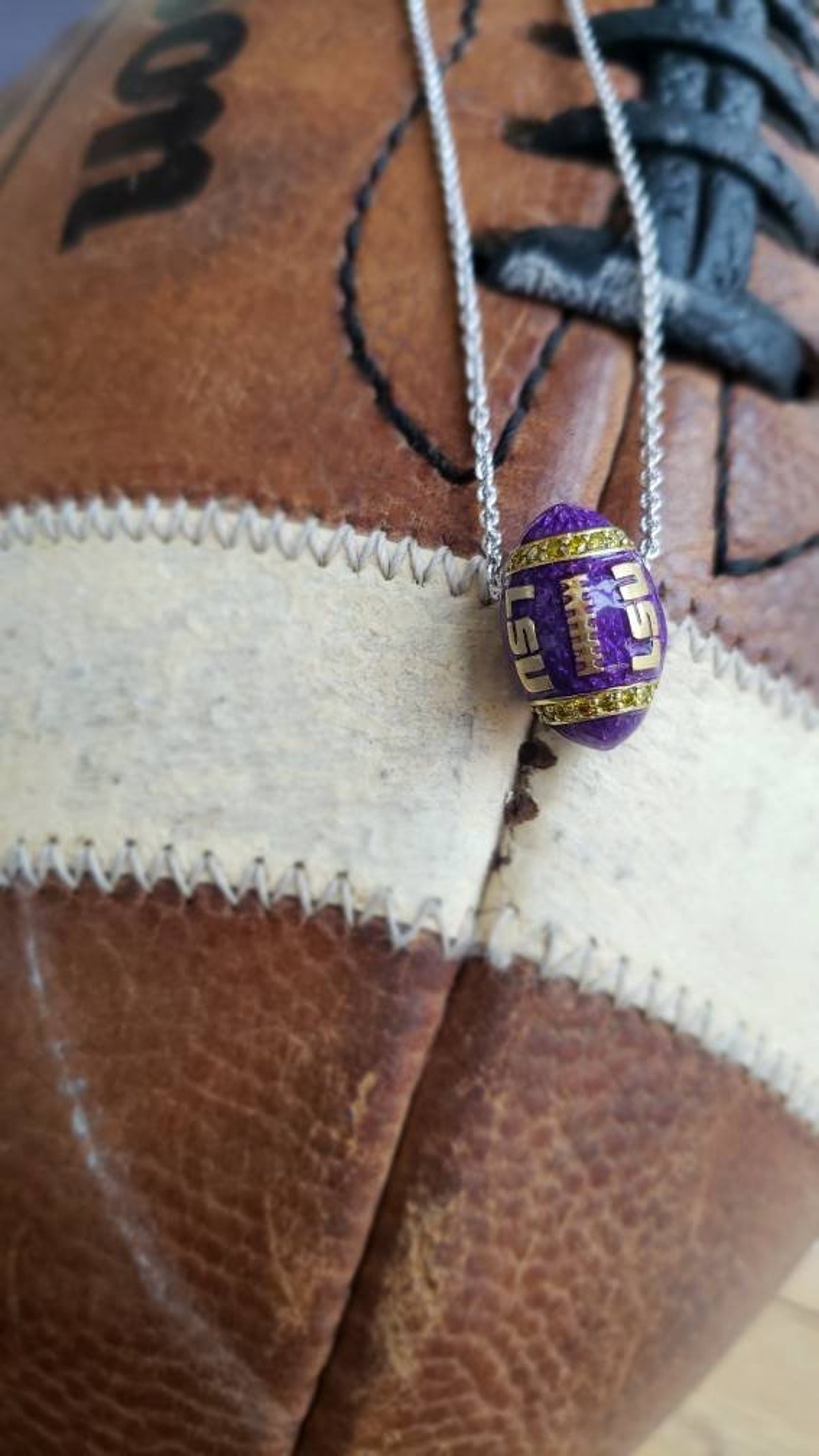 LSU Tigers Football Pendant With 18k Gold Inlay & Yellow | Etsy