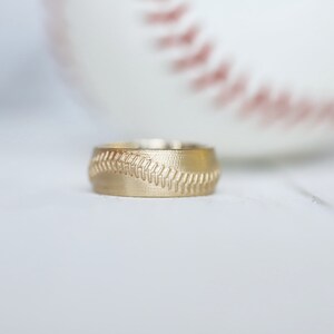 Men's Baseball Stitching Band in 10k or 14k Yellow Gold - Etsy