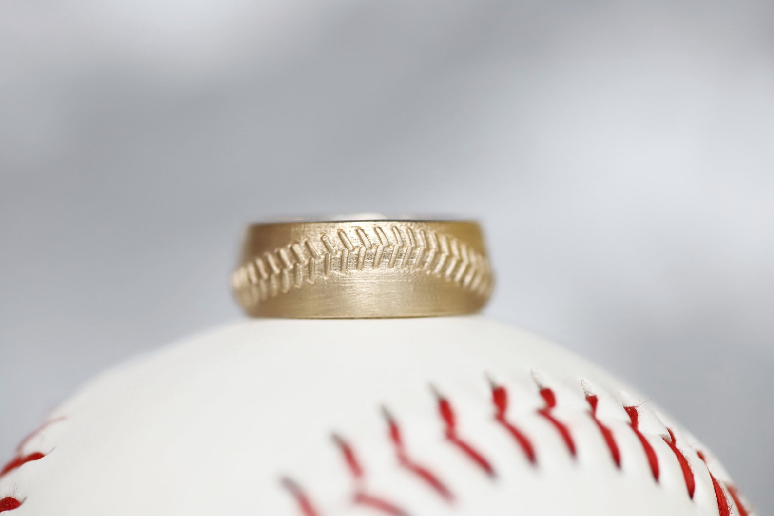 Men's Baseball Stitching Band in 10k or 14k Yellow Gold - Etsy