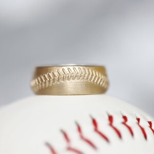 Men's Baseball Stitching Band in 10k or 14k Yellow Gold - Etsy