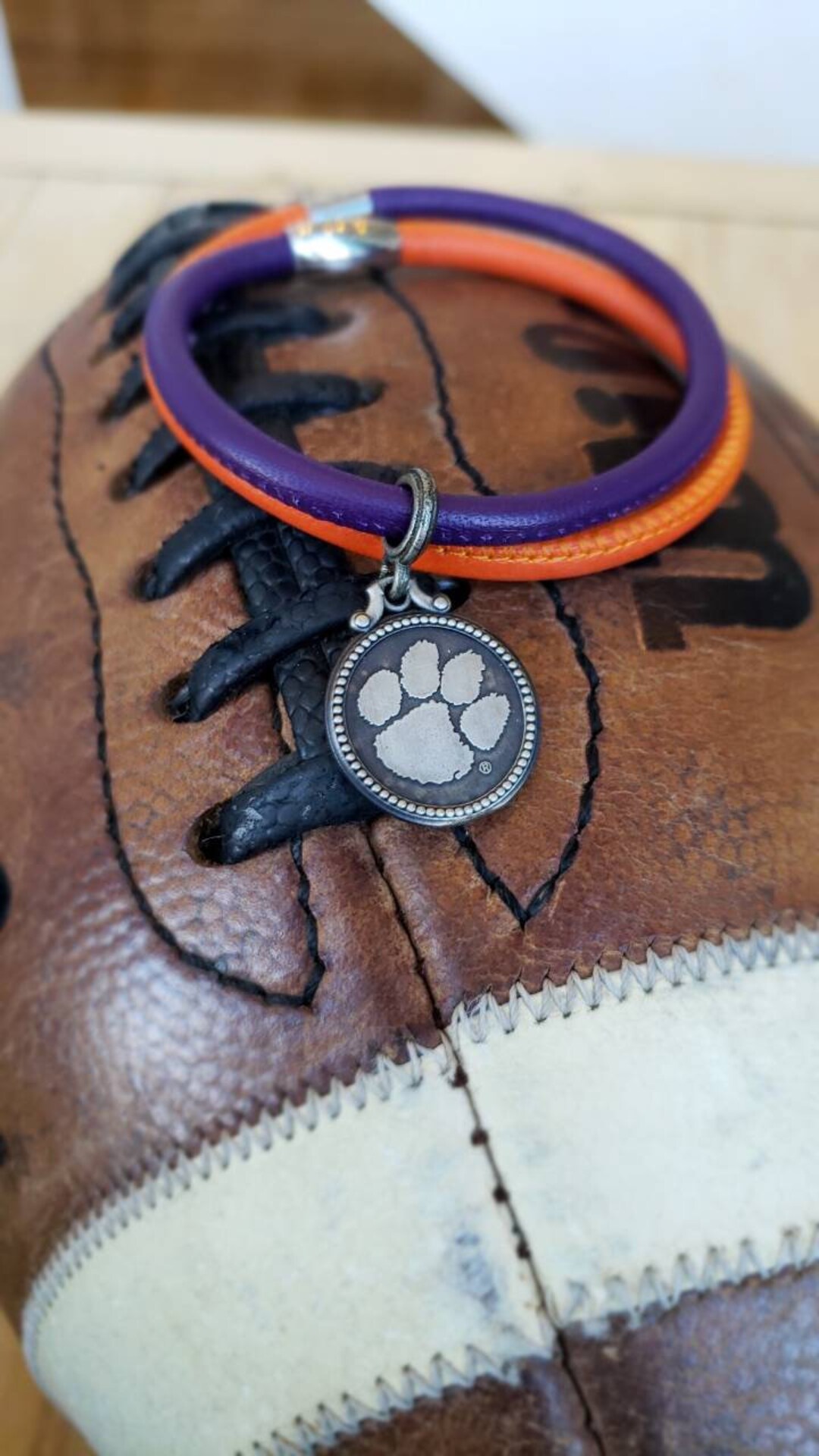 Clemson Tigers Leather Bracelet - Etsy