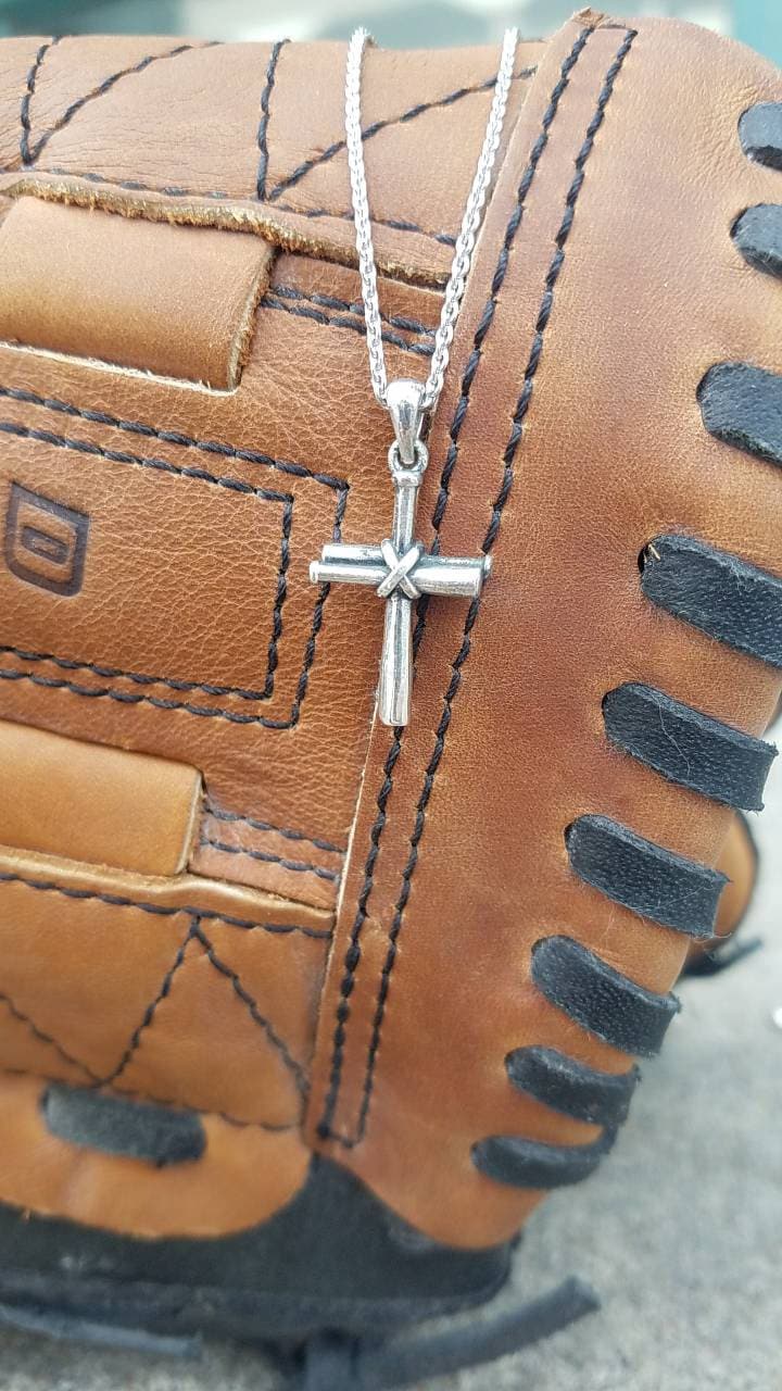 Baseball Bat Cross Small Sterling Silver - Etsy