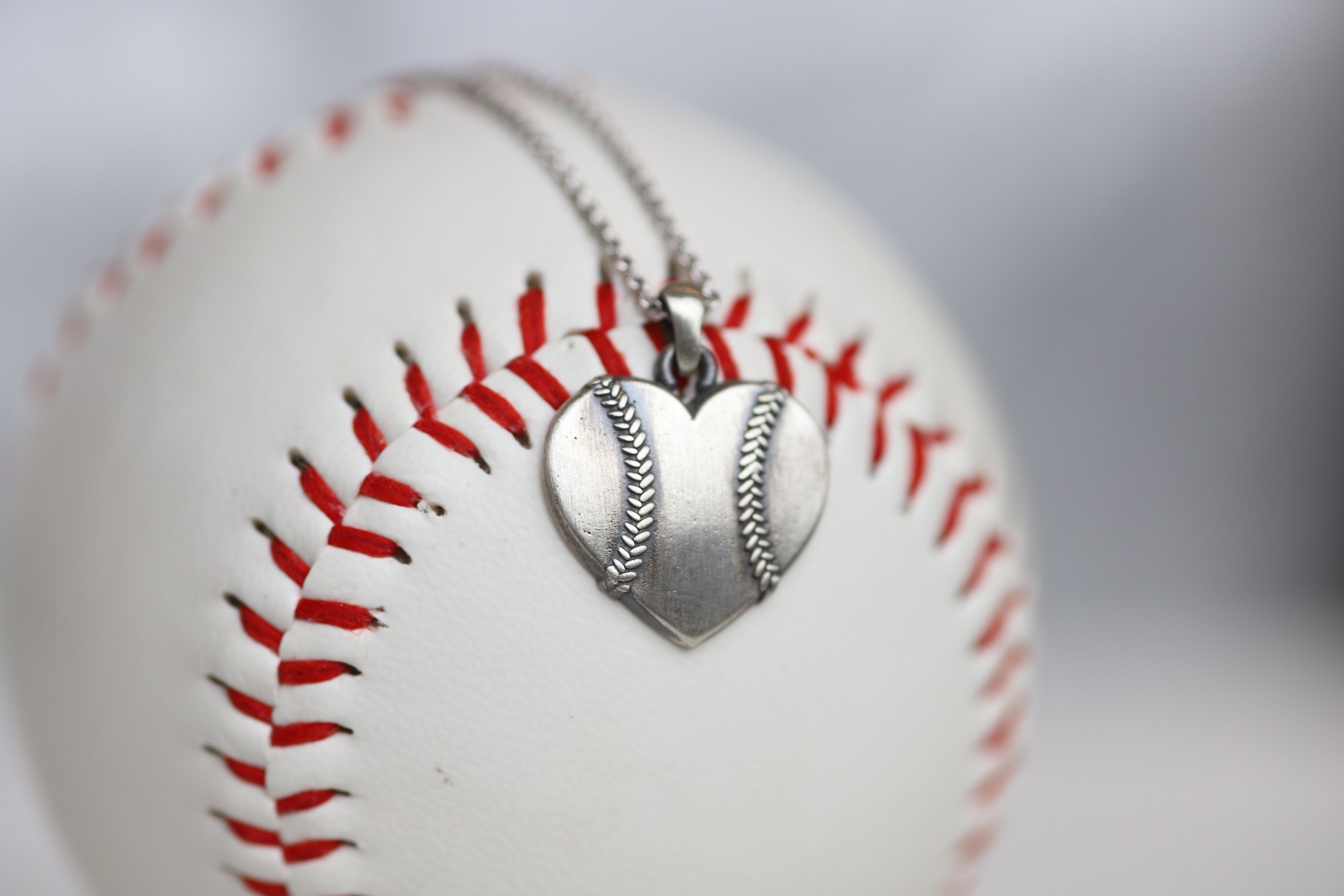Baseball, Softball Heart Sterling Silver Pendant - Etsy