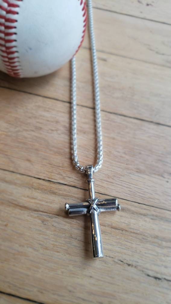Men's Extra Large Baseball Bat Cross Sterling Silver - Etsy