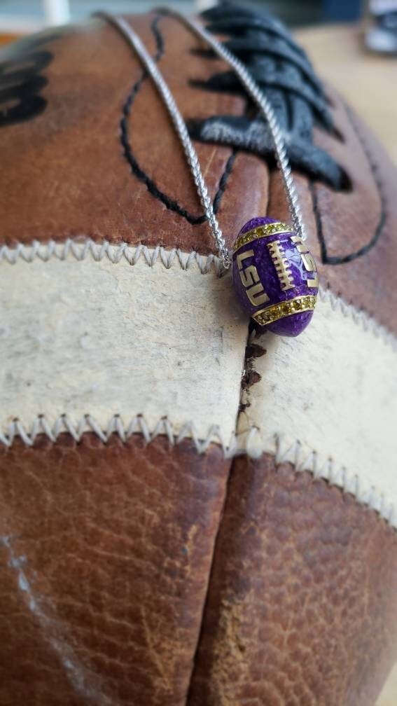 LSU Tigers Football Pendant With 18k Gold Inlay & Yellow | Etsy