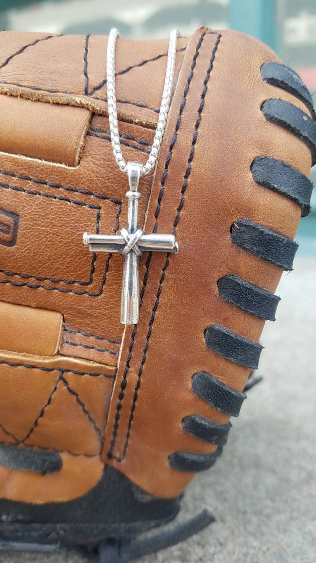 Men's Baseball Cross Sterling Silver Necklace - Etsy