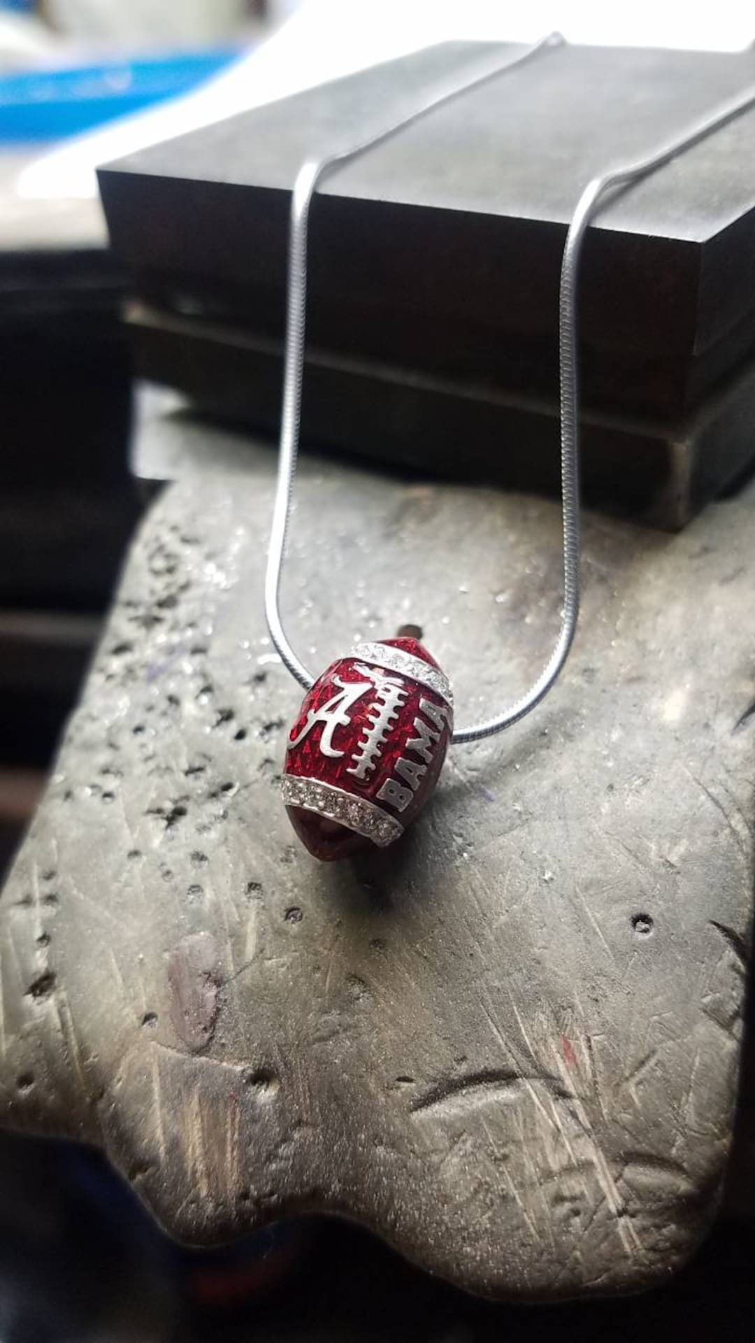 University of Alabama Silver and Diamond Football Pendant - Etsy
