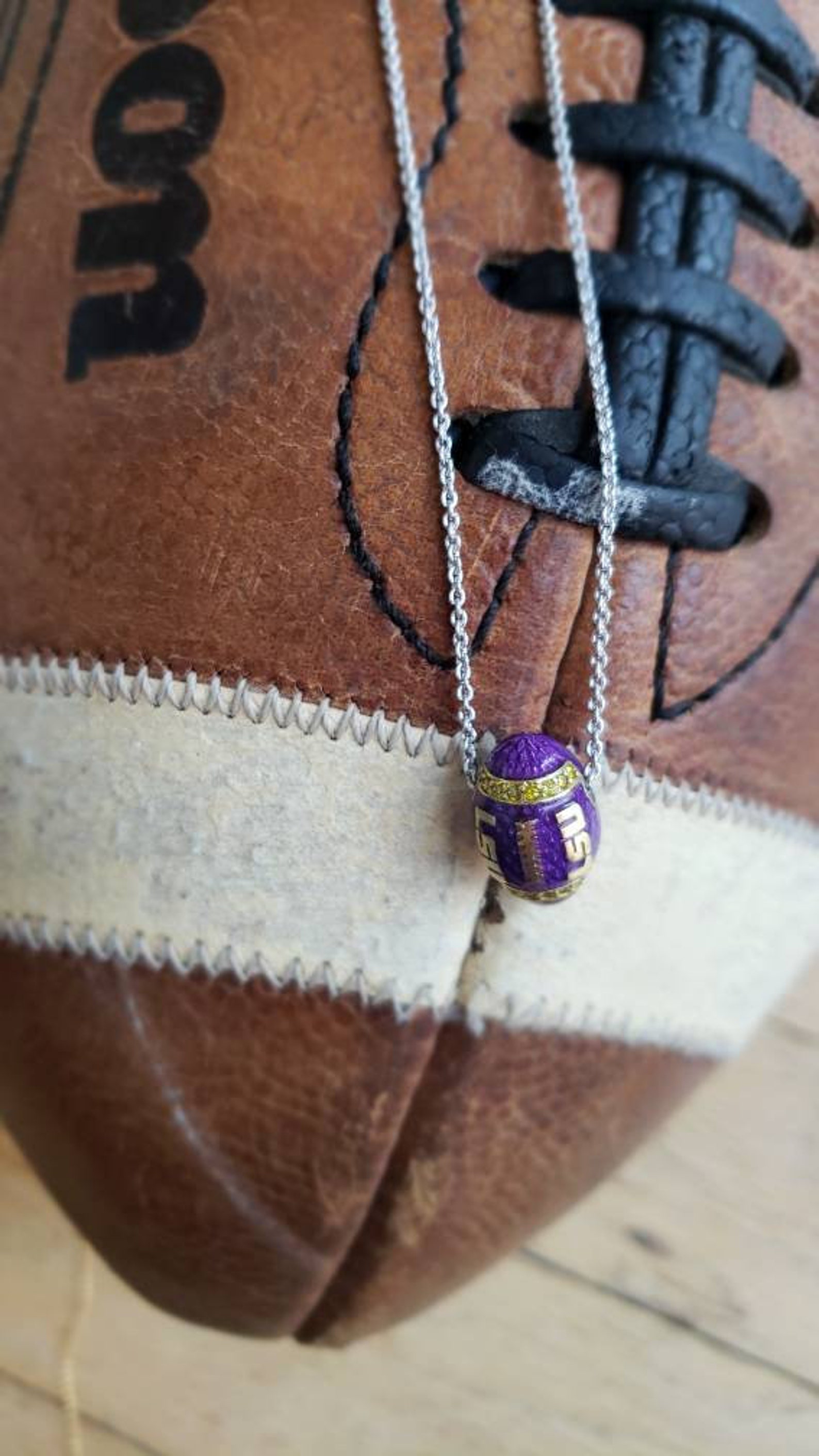 LSU Tigers Football Pendant With 18k Gold Inlay & Yellow | Etsy