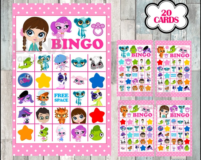 Littlest Pet Shop Bingo 20 Cards Instant Download, Printable Littlest ...