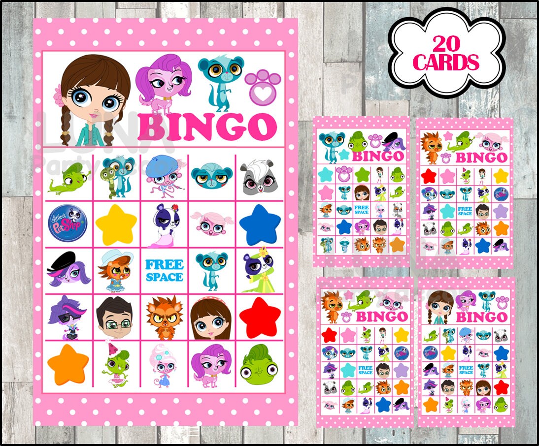 Littlest Pet Shop Bingo 20 Cards Instant Download, Printable Littlest ...