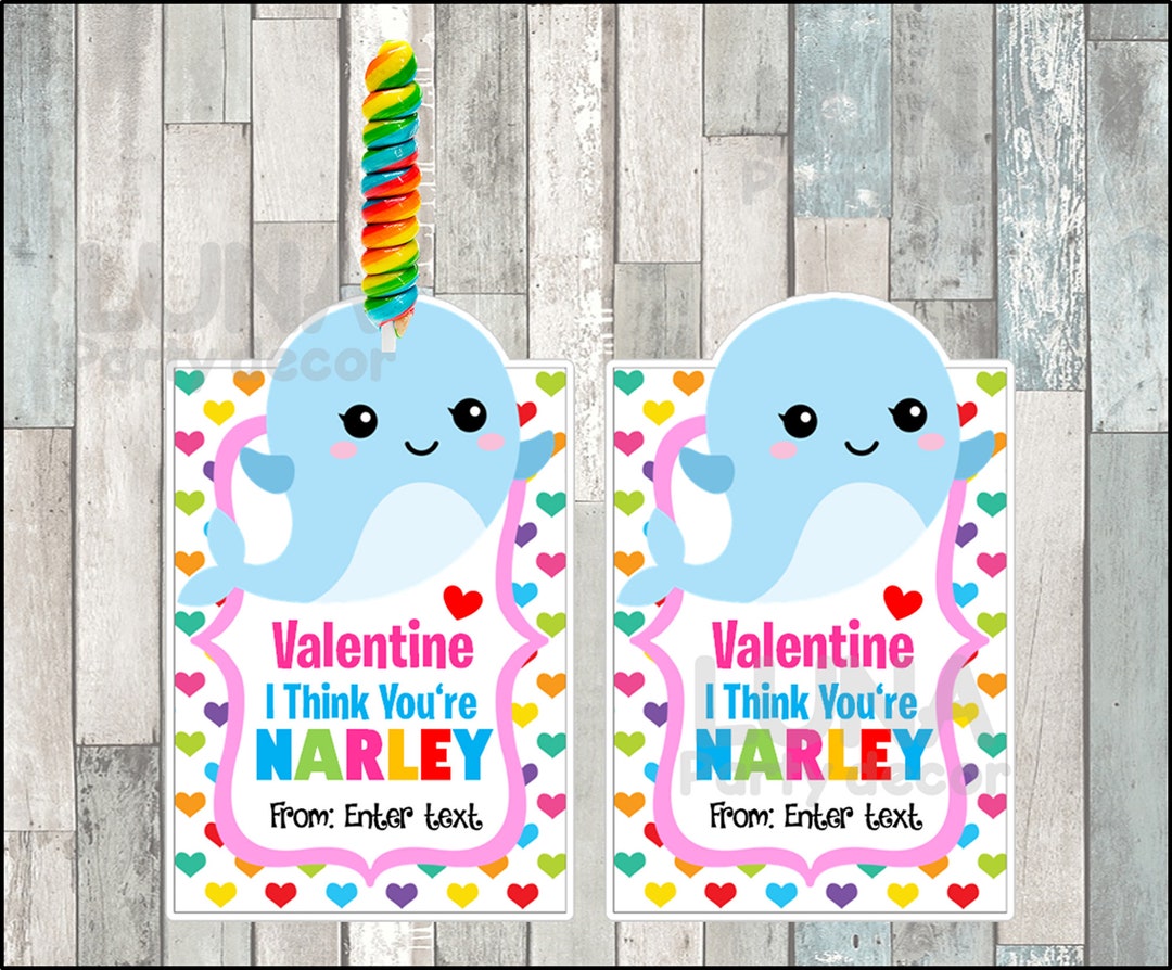 Narwhal Valentine's Day Cards, Printable Narwhal Valentine Cards ...