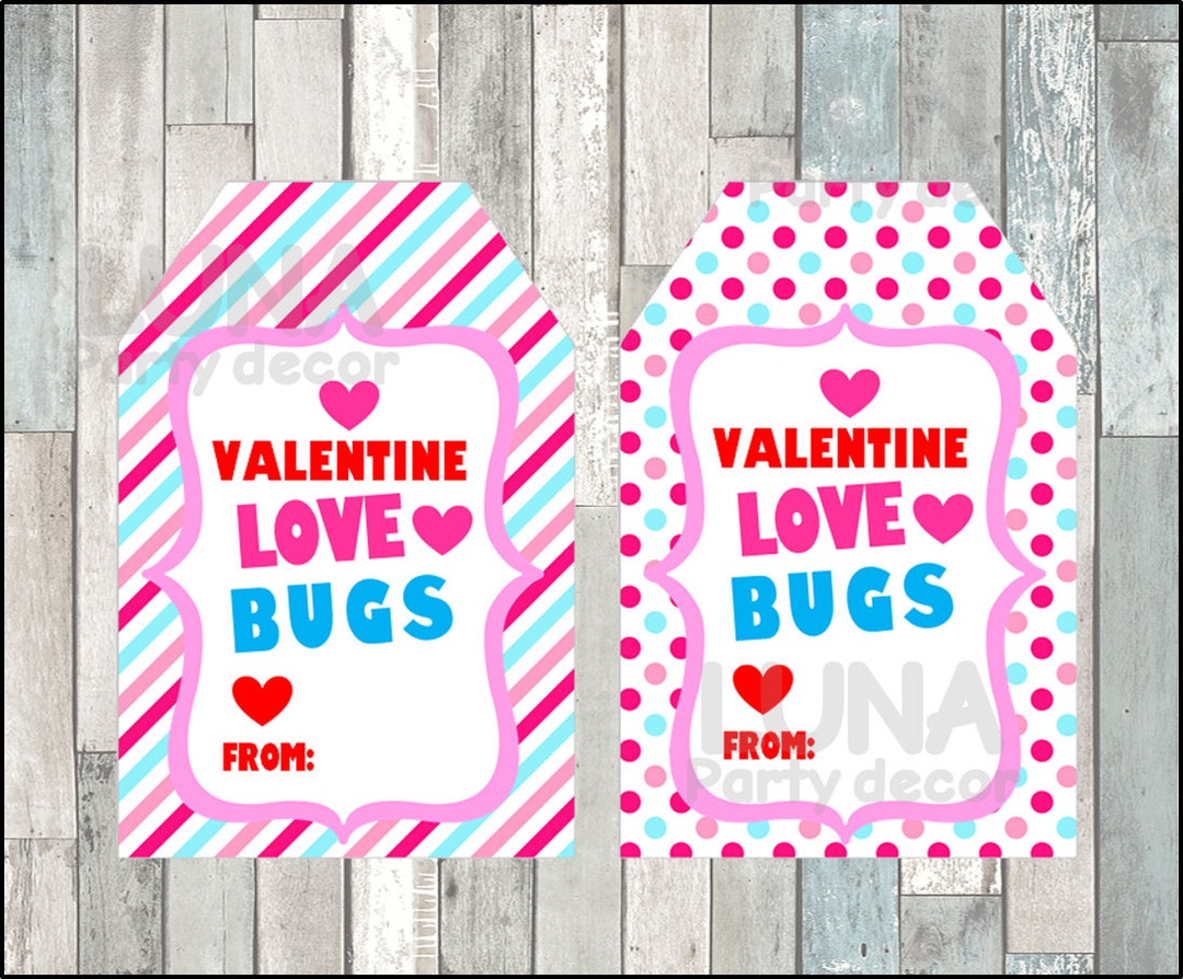 Love Bug VALENTINE Cards, Love Bugs VALENTINE Tags Funny Valentine ...