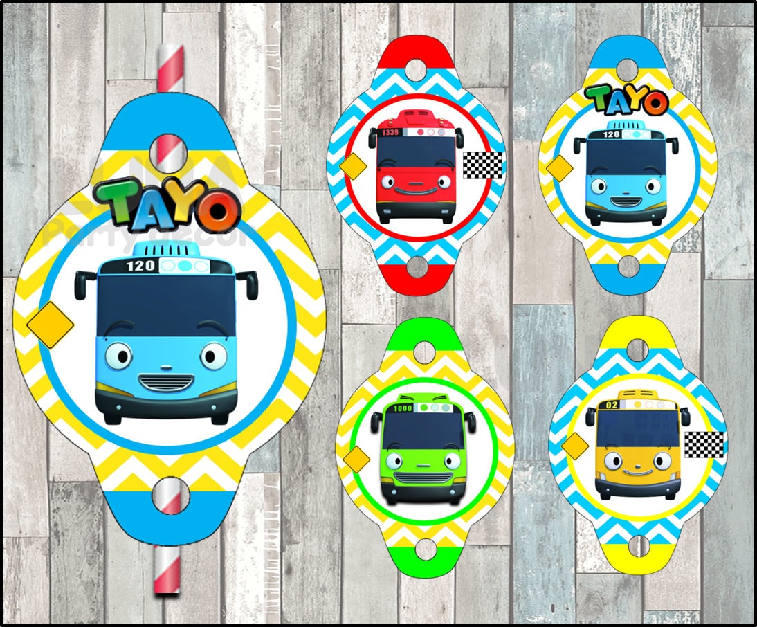 Tayo the Little Bus Straw Tags Instant Download, Printable Tayo the ...