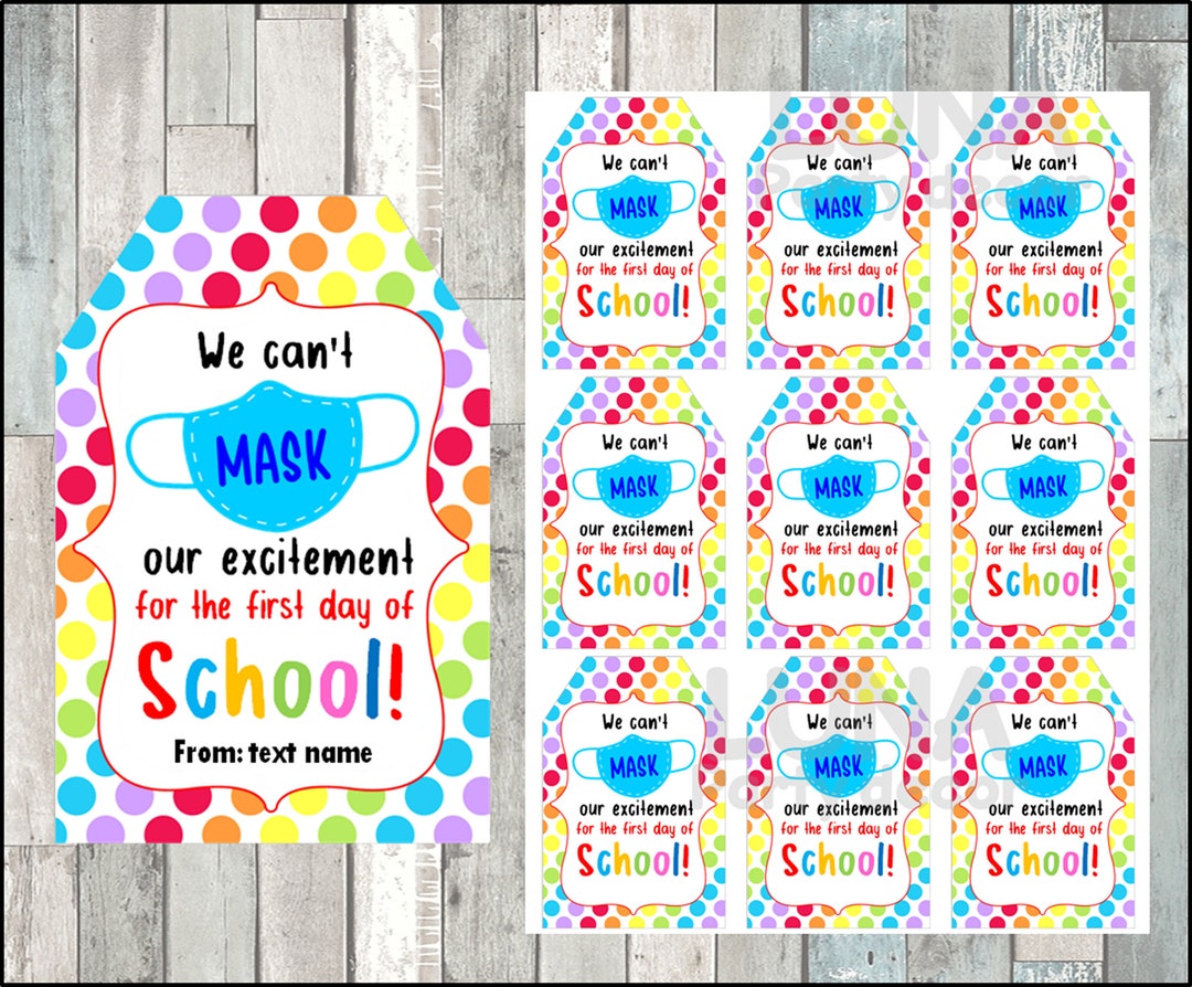 Can't Mask Our Excitement for First Day of School Gift Tag, Back to ...
