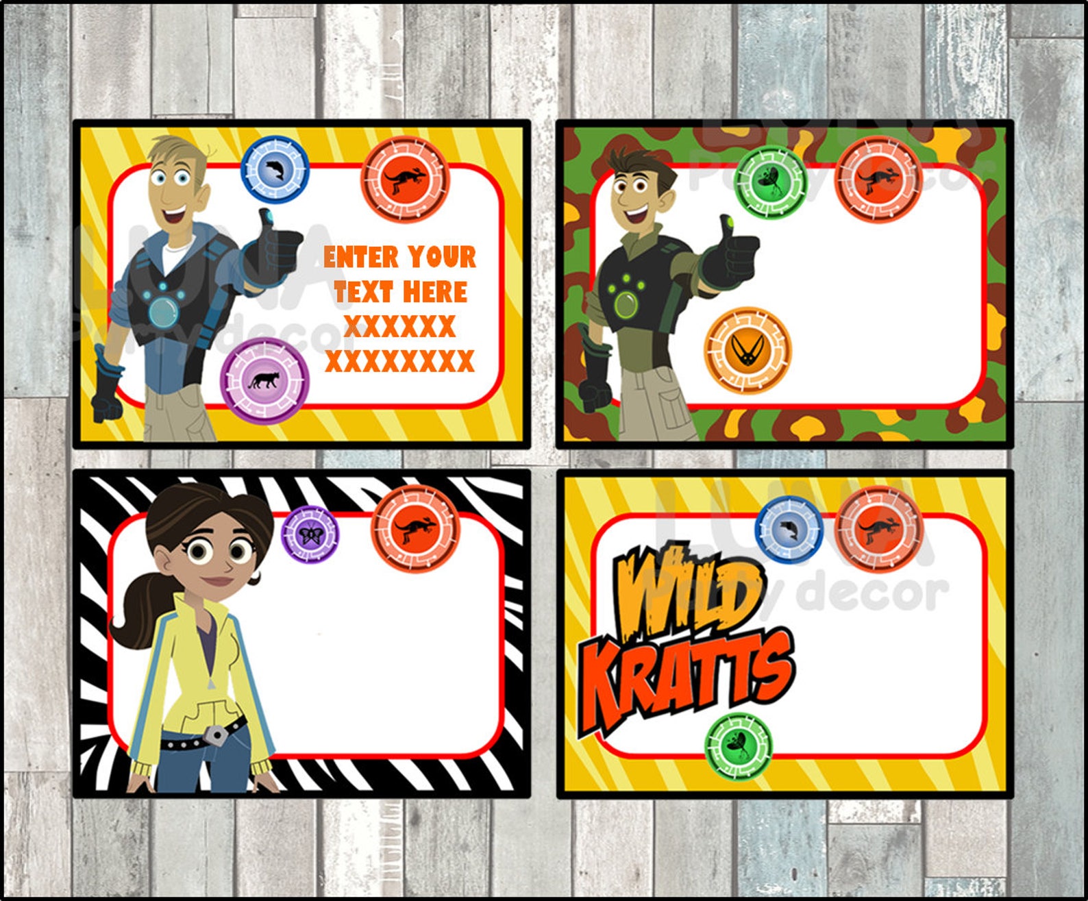Wild Kratts Cards, Tags, Book Labels, Stickers, Kids Cards, Gift Tags ...