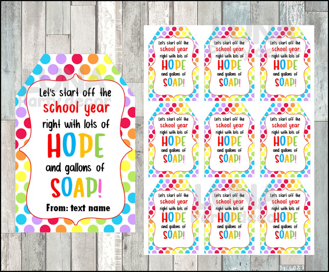 Back to School Soap Gift Tag, New School Year Teacher Staff Gift ...