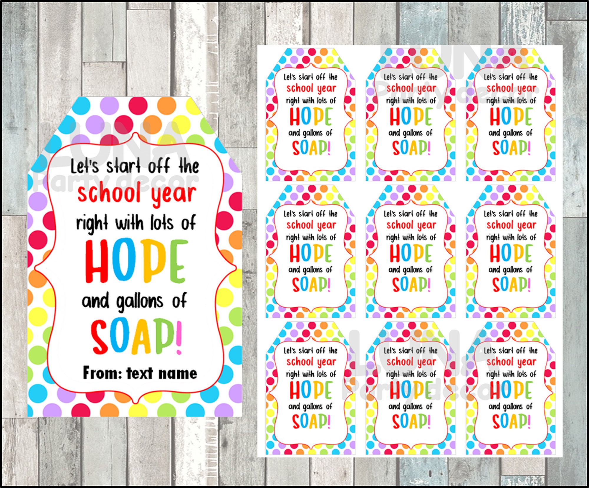 Back to School Soap Gift Tag, New School Year Teacher Staff Gift ...