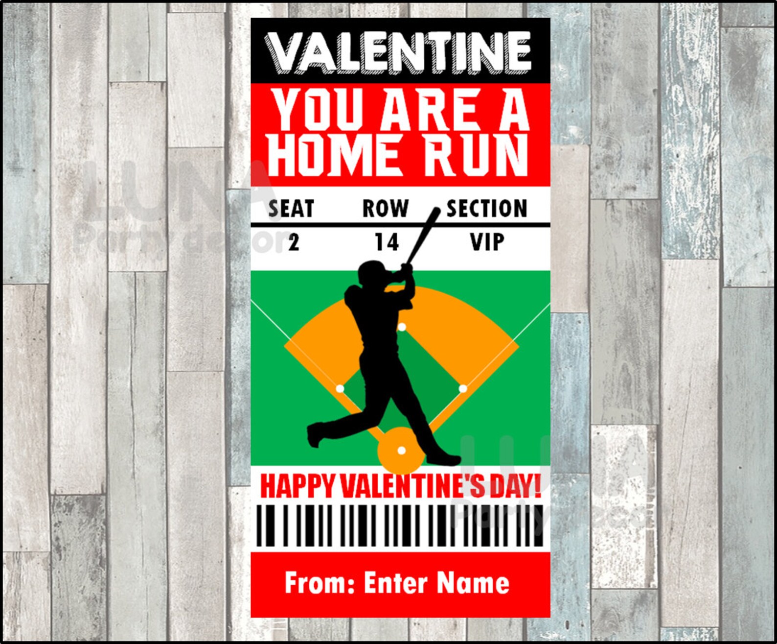 Baseball Ticket Valentine's Day Cards You Are a Home Run - Etsy