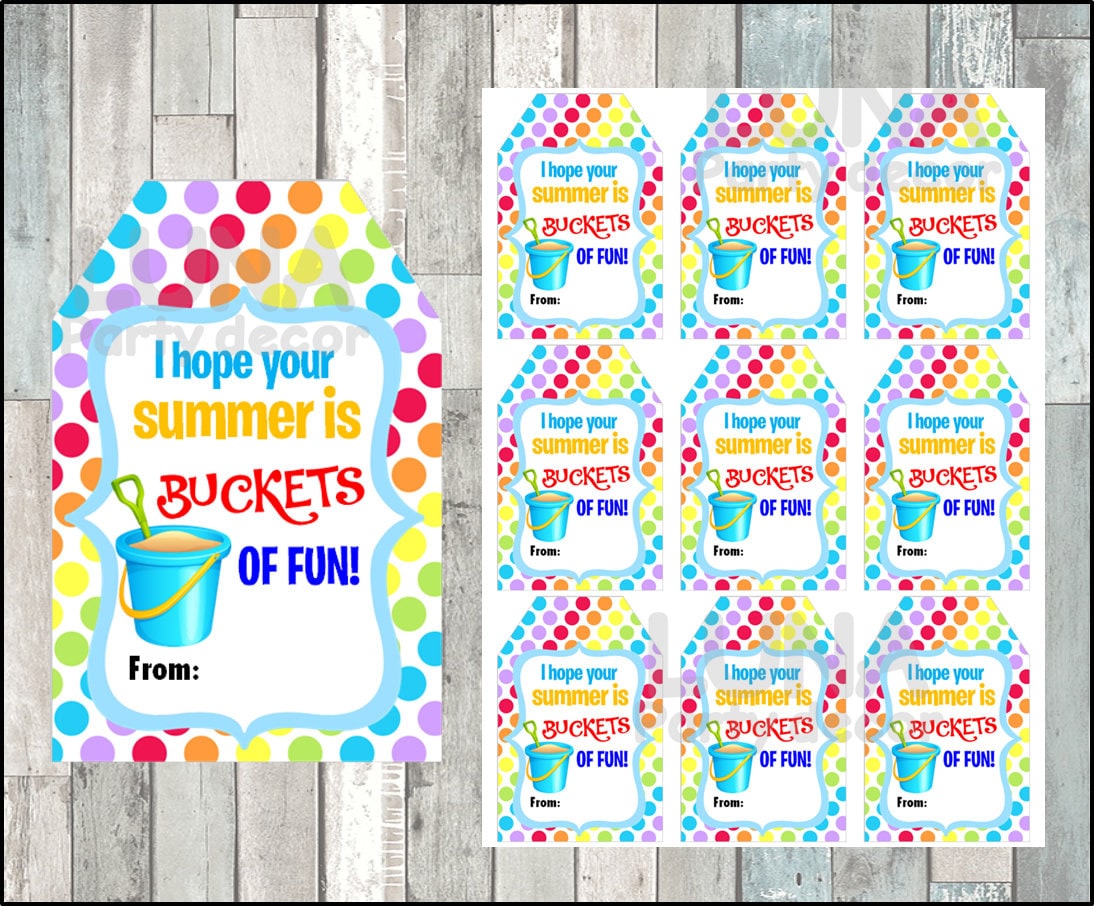Sand Bucket Tag, Buckets of Fun, End of School Year Gift, Pool Party ...