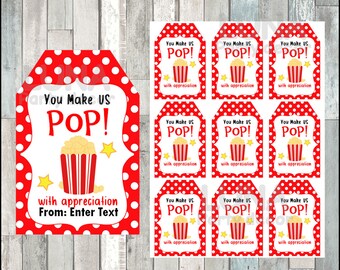You Make US Pop With Appreciation, Gift Tags, Diy Printable ...