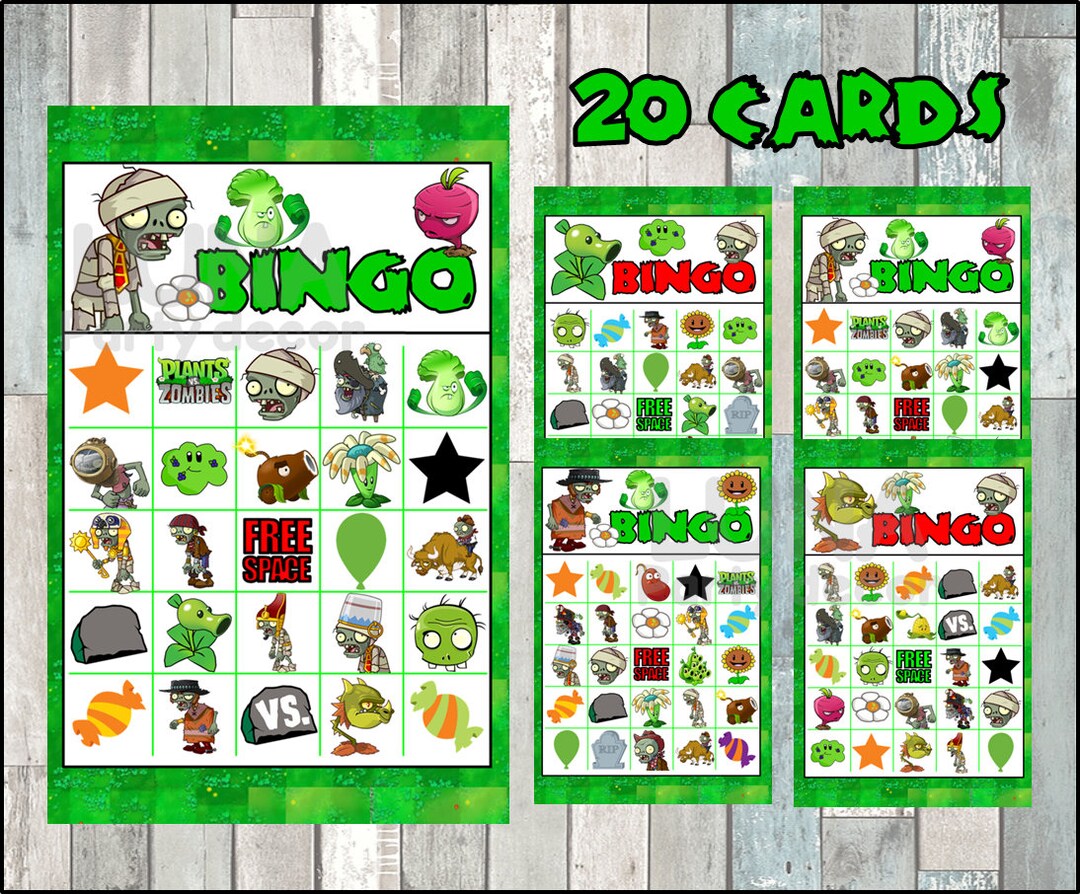 Plants Vs Zombies 20 Cards Instant Download, Printable Plants Vs ...