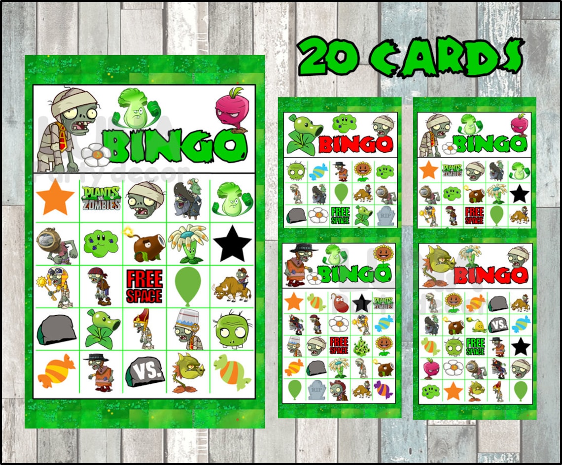 Plants Vs Zombies 20 Cards Instant Download Printable Plants | Etsy