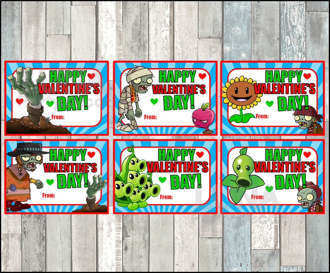 Plants Vs Zombies Valentine's Day Cards Instant Download, Printable ...