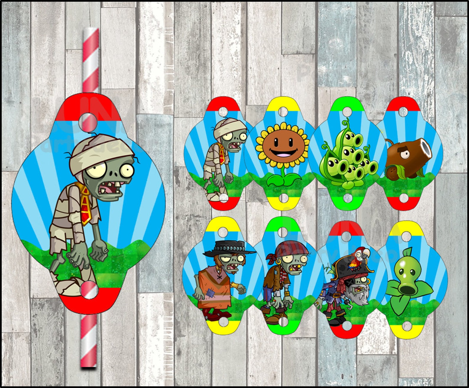 Plants Vs Zombies Straw Tags Instant Download, Printable Plants Vs ...