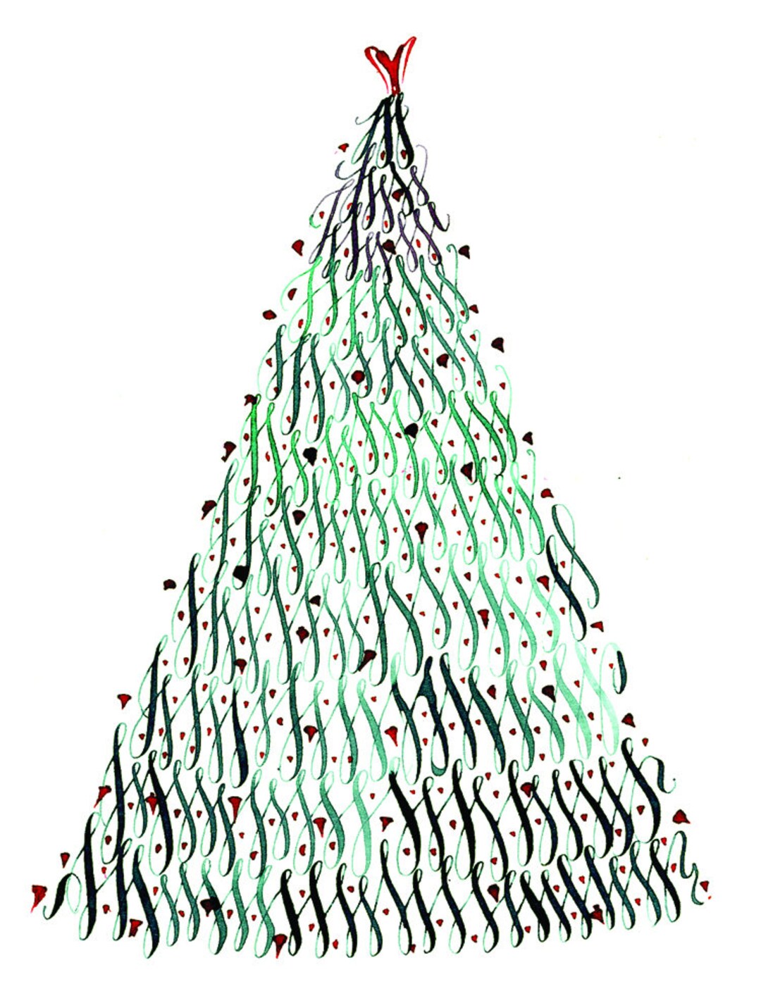 Christmas Card With Pen-drawn Trees - Etsy