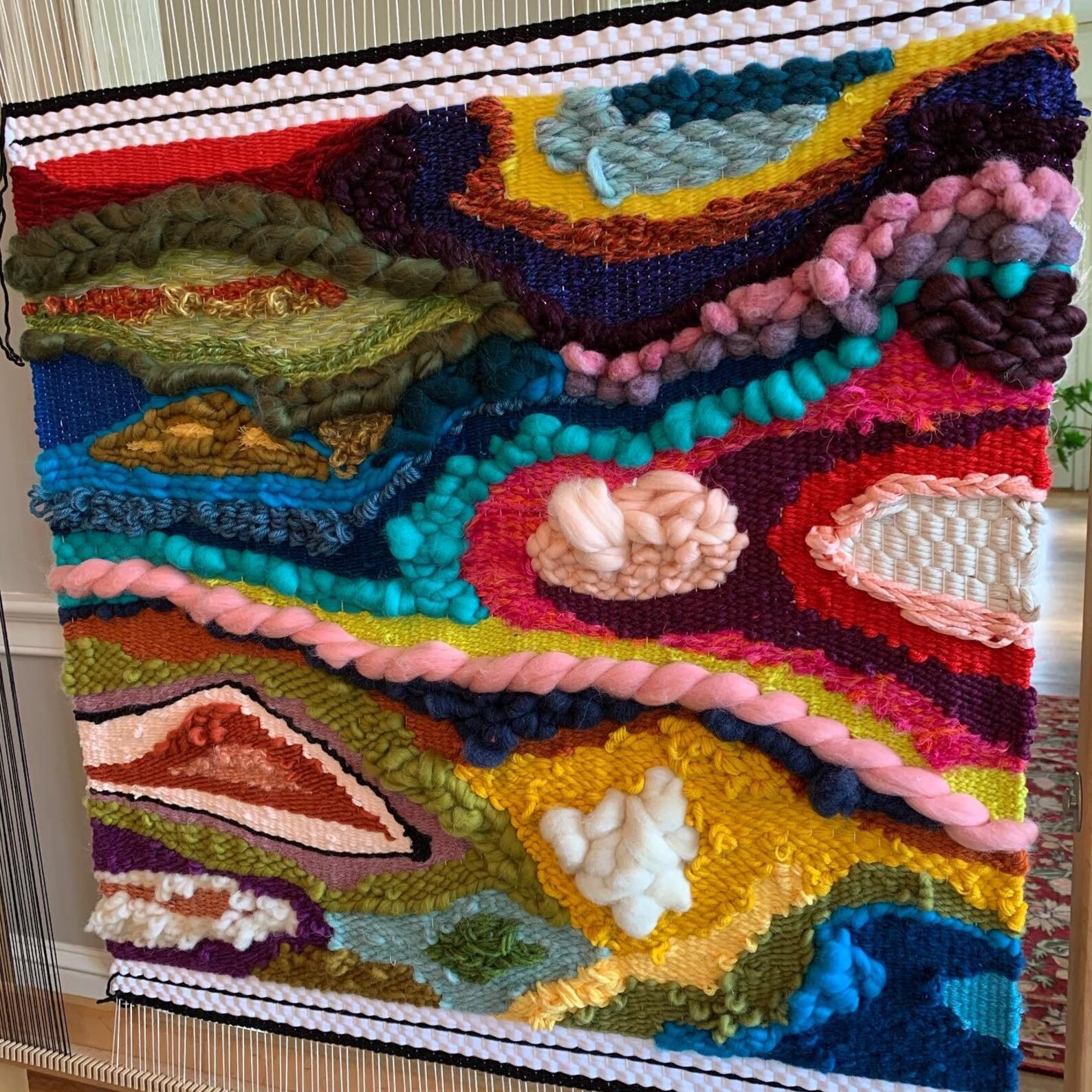 Rainbow Geode Xlarge II, Modern Weaving, Great Blue Fiber, Wool ...