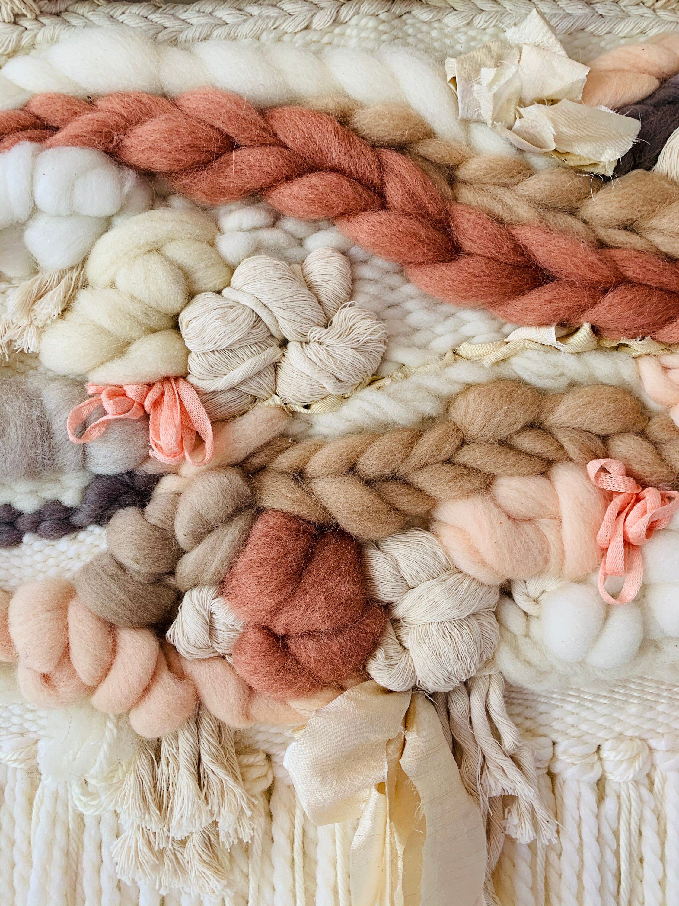 Blush Roving II, Wool Roving, Modern Wall Hanging, Modern Weaving ...