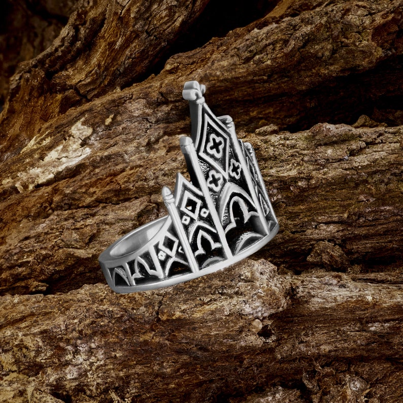 Sterling Silver Cathedral Ring, Gothic Cathedral Door Ring, Church ...