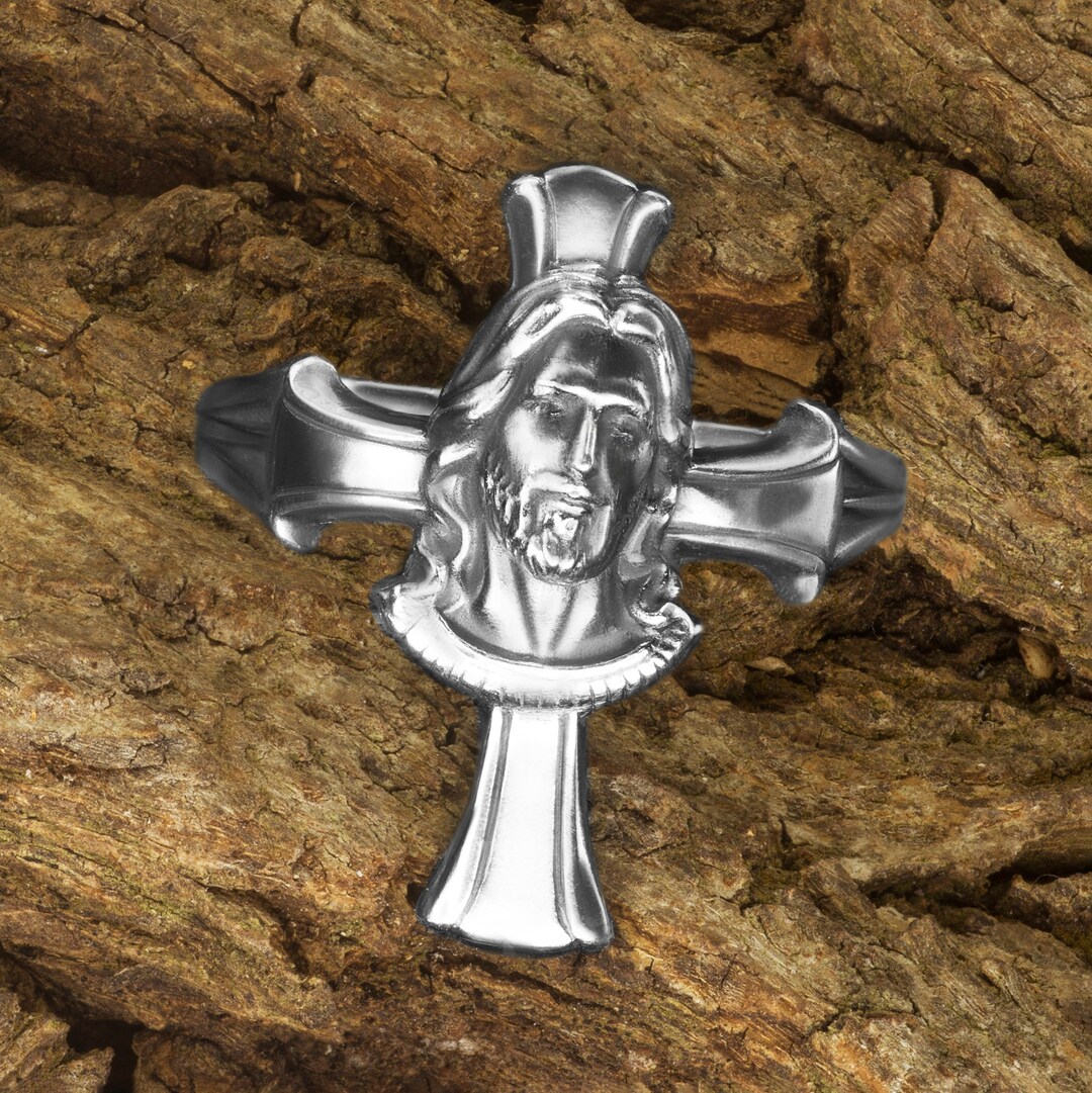 Catholic Signet Ring, 925 Sterling Silver Jesus Christ Ring for Men ...