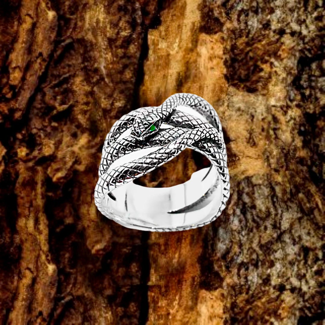 Snake Engagement Ring With Gemstone, 2025 Years Zodiac Ring, Silver ...