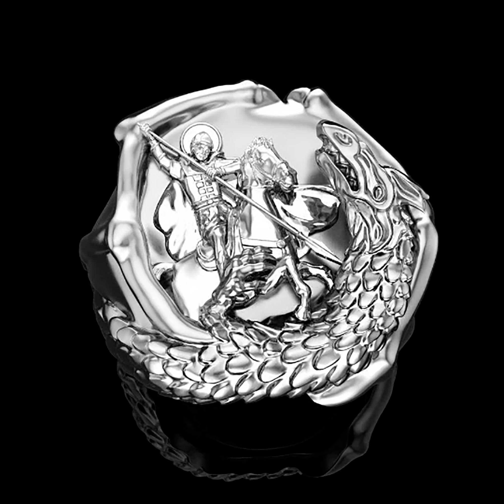 Saint George Orthodox Ring, Gold Plated & Silver Horseman Ring, St ...