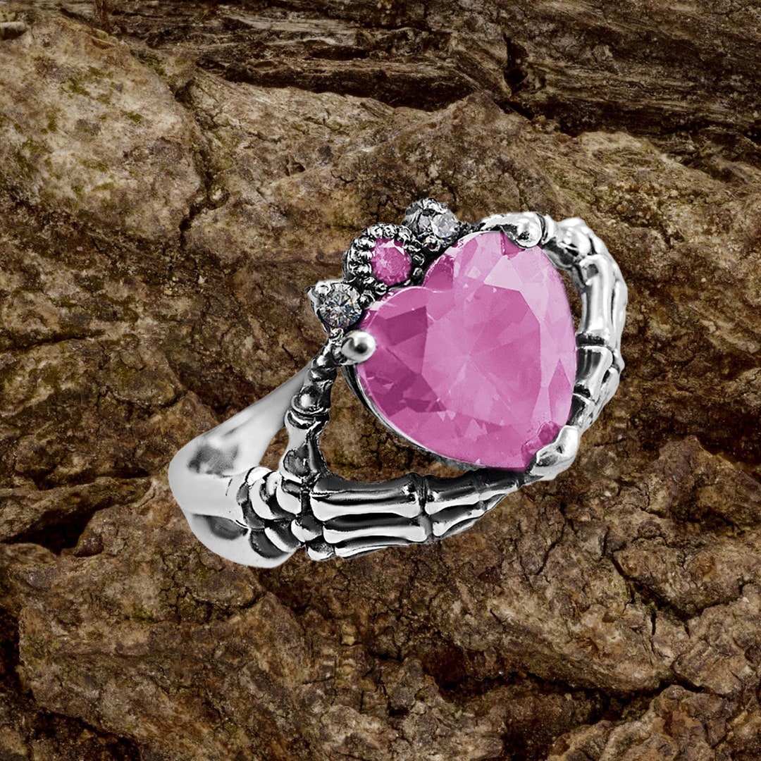 Claddagh Ring Skull Ring, Gothic Promise Ring for Her in Sterling ...